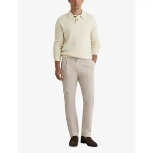 REISS Pablo Side-adjuster Cotton And Linen-blend Trousers