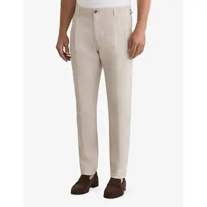 REISS Pablo Side-adjuster Cotton And Linen-blend Trousers