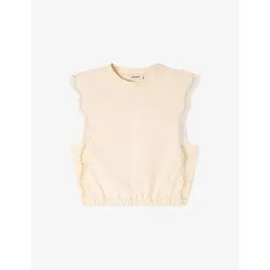Sandro Cropped Lace-embroidered Cotton T-shirt - Ecru