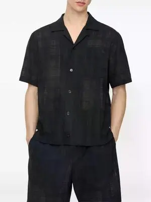Burberry Relaxed Fit Check Cotton Voile Shirt - Black
