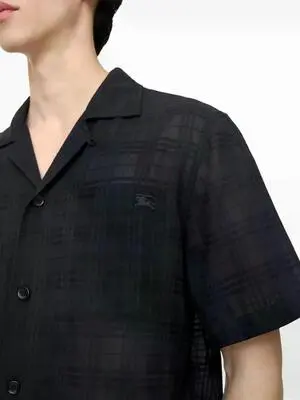 Burberry Relaxed Fit Check Cotton Voile Shirt - Black