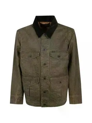 Filson Grid-pattern Jacket With Corduroy Collar - Green