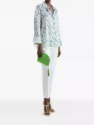 GENNY Floral Print Striped Shirt - White