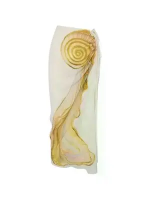 YUKIO Spiral-pleat Wrap Skirt - Neutrals