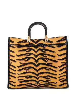 Fendi Sunshine Shopper Printed Canvas Medium Tote Bag - Brown
