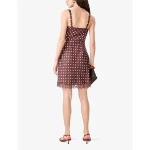 OMNES Allie Star-print Lace-trim Satin Mini Dress