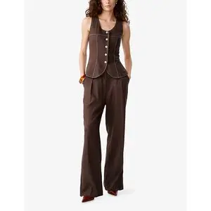 OMNES Austen Sleeveless Linen-blend Top