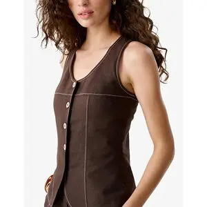 OMNES Austen Sleeveless Linen-blend Top