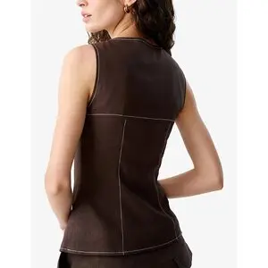 OMNES Austen Sleeveless Linen-blend Top