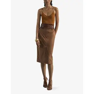 REISS Silk-blend Vest - Rust