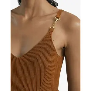 REISS Silk-blend Vest - Rust