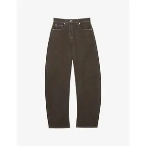 REISS Topstitched Barrel-leg Jeans