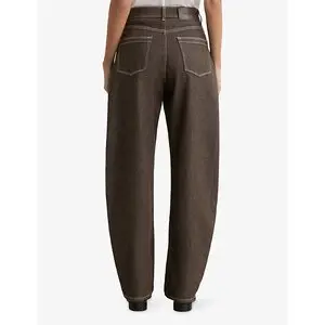 REISS Topstitched Barrel-leg Jeans
