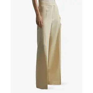 REISS Anya Wide-leg Silk And Wool Trousers