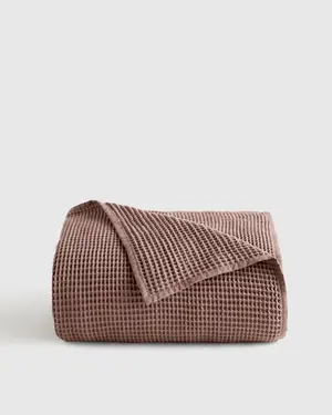 Quince Organic Waffle Bed Blanket Fig
