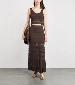 Sandro Pointelle Crop Top - Brown
