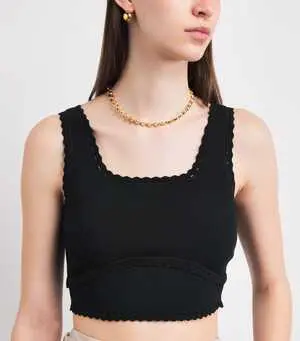 Sandro Knitted Crop Top - Black