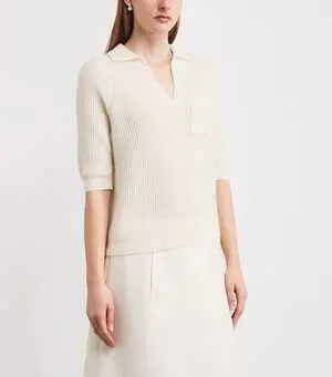 Fabiana Filippi Knitted Sequin Polo Sweater - Ivory