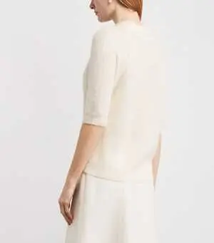 Fabiana Filippi Knitted Sequin Polo Sweater - Ivory
