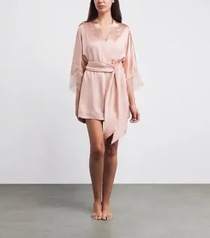 Carine Gilson Silk Lace-trim Louise Robe