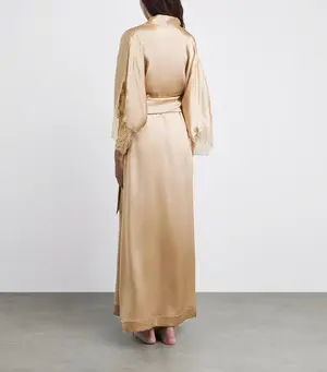 Carine Gilson Silk Lace-trim Louise Kimono - Brown