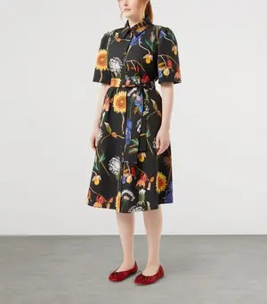 Marina Rinaldi Cotton Printed Midi Shirt Dress