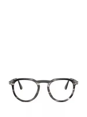 Persol Pier Striped Round Frame Glasses - Grey