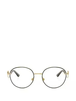 Dolce & Gabbana Dg Logo Round-frame Glasses - Gold