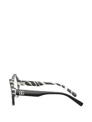 Dolce & Gabbana Zebra-print Geometric-frame Glasses