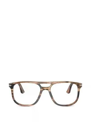 Persol Greta Striped Browline Glasses - Brown
