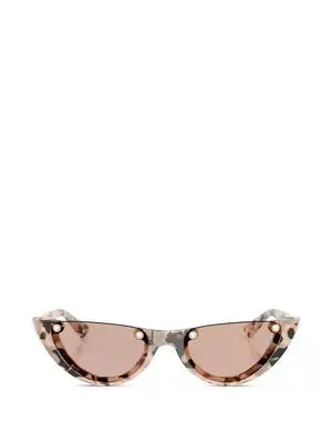 JIMMY CHOO Havana Round Frame Sunglasses - Neutrals