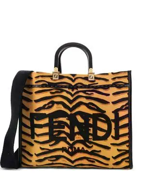 Fendi Sunshine Shopper Printed Canvas Medium Tote Bag - Brown