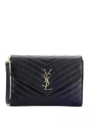 Saint Laurent Classic Monogram Envelope Wristlet - Black