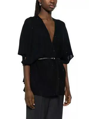 Fabiana Filippi V-neck Cardigan-coat With Belt - Blue
