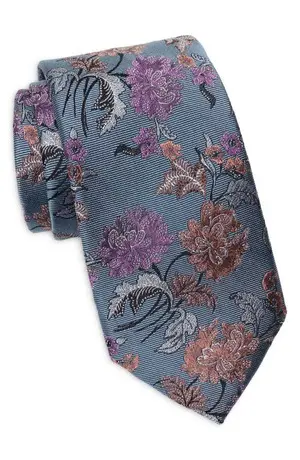 Nordstrom Marmor Floral Silk Jacquard Neck Tie - Blue