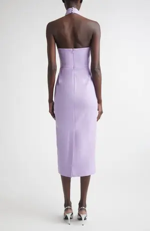 Carolina Herrera Twisted Halterneck Stretch Wool Midi Dress