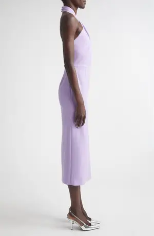 Carolina Herrera Twisted Halterneck Stretch Wool Midi Dress