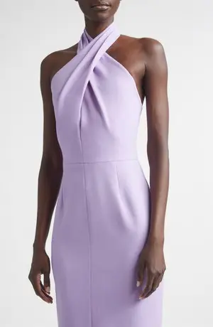 Carolina Herrera Twisted Halterneck Stretch Wool Midi Dress