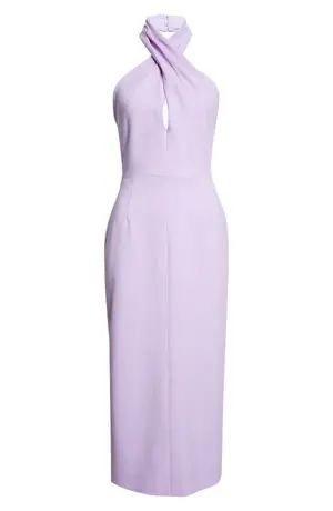 Carolina Herrera Twisted Halterneck Stretch Wool Midi Dress