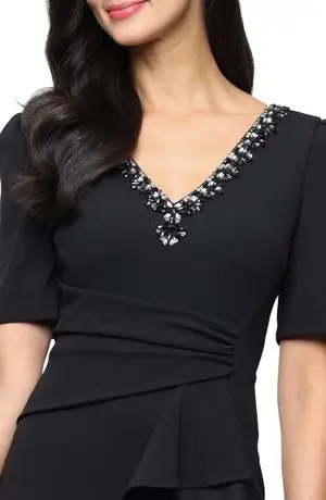 Alex Evenings Embellished Stretch Crepe Gown - Black