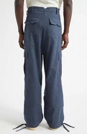 Rhude Linen Parachute Cargo Pants - Navy