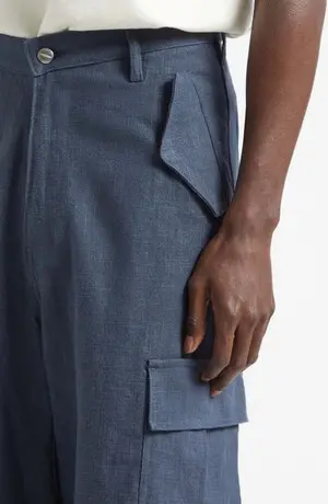 Rhude Linen Parachute Cargo Pants - Navy
