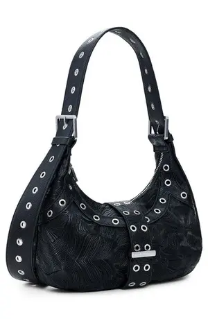Desigual Grommet Faux Leather Shoulder Bag