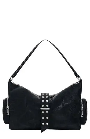 Desigual Embossed Faux Leather Handbag - Black