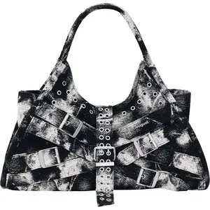 Desigual Buckle Strap Denim Satchel - Multi
