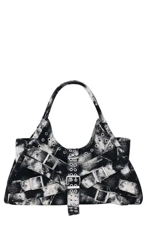 Desigual Buckle Strap Denim Satchel - Multi