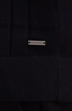 Bugatchi Textured Grid Polo Sweater - Black