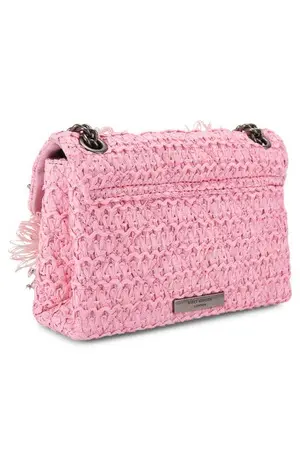 Kurt Geiger Mini Kensington Raffia Convertible Shoulder Bag - Pink
