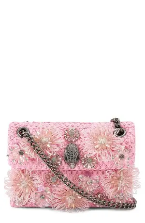 Kurt Geiger Mini Kensington Raffia Convertible Shoulder Bag - Pink