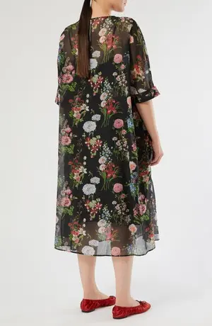 Marina Rinaldi Floral Print Voile Midi Dress